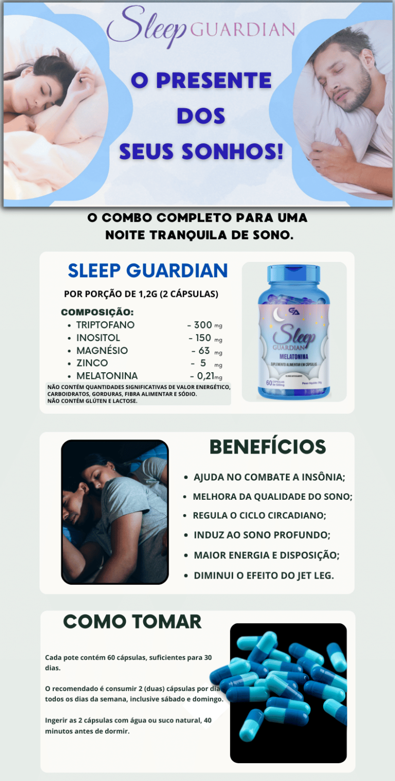 Sleep Guardian 60 Cápsulas - Melhor melatonina para dormir