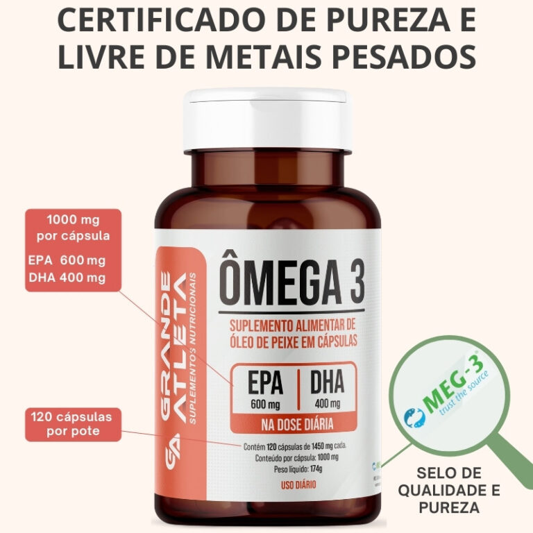 Ômega 3 TG - EPA 600mg + DHA 400 mg - 120 Caps - Selo MEG3