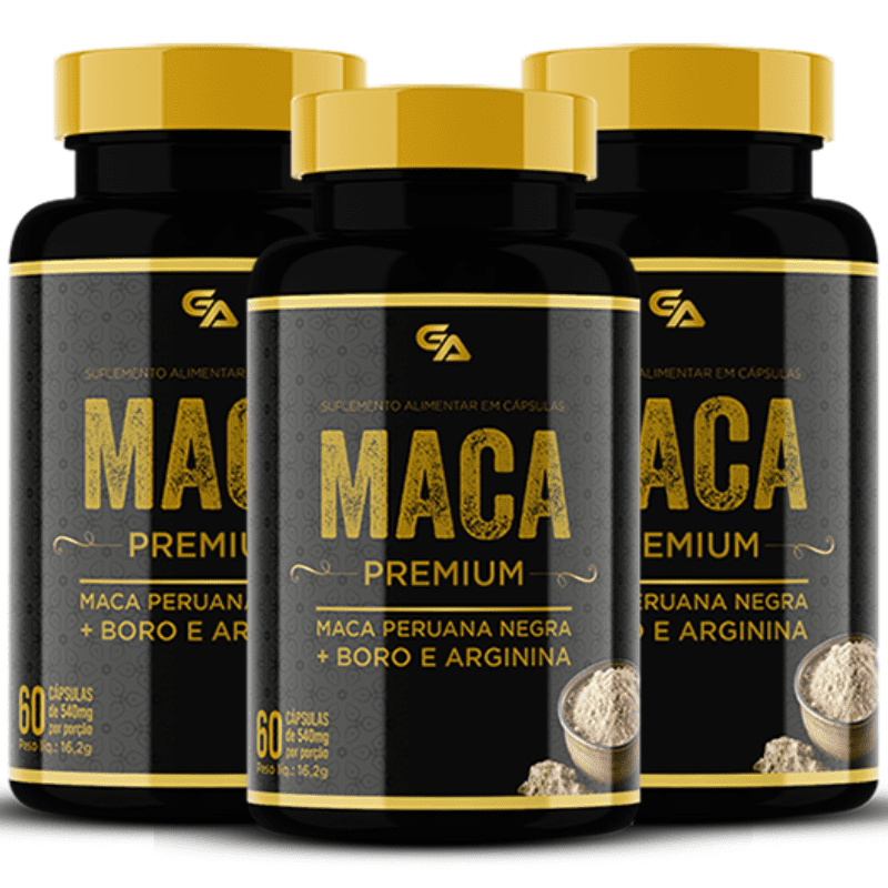 Kit 3 Potes de Maca Peruana Negra + Boro + Arginina 60 caps